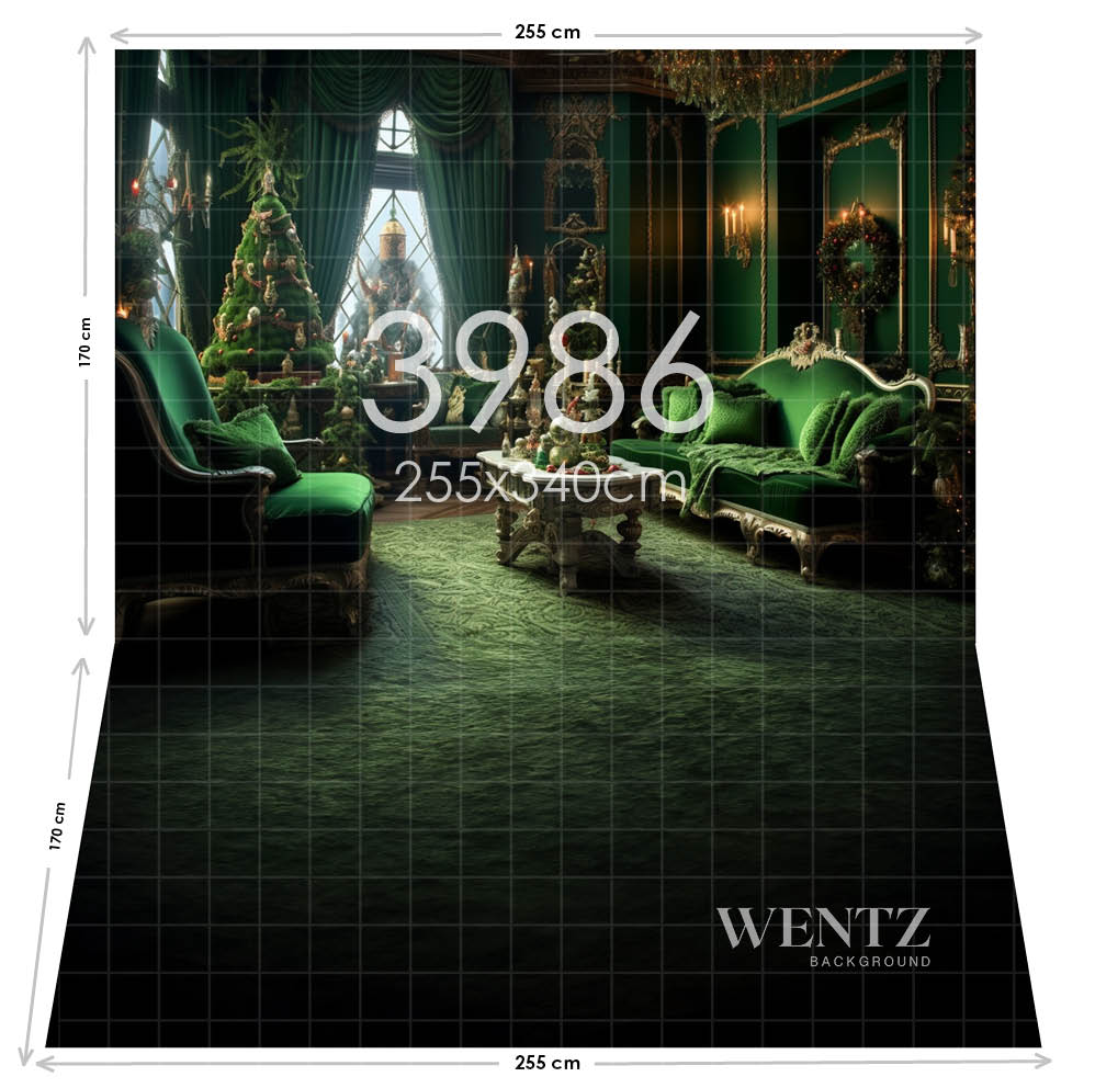 Fundo Fotográfico em Tecido Cenário de Natal Verde / Backdrop 3986