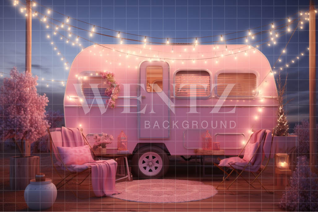 Fundo Fotográfico em Tecido Trailer Rosa / Backdrop 4469