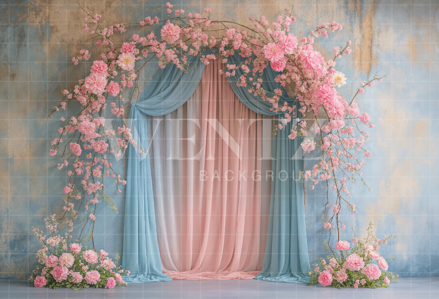 Fundo Fotográfico em Tecido Arco Floral Primavera / Backdrop 7864
